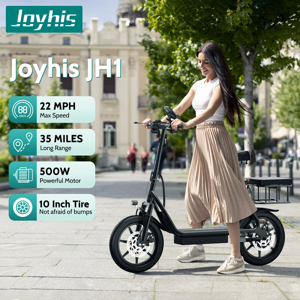 JOYHIS JH1 Electric Scooter with Seat for Adult, 20MPH Speed Power by ...